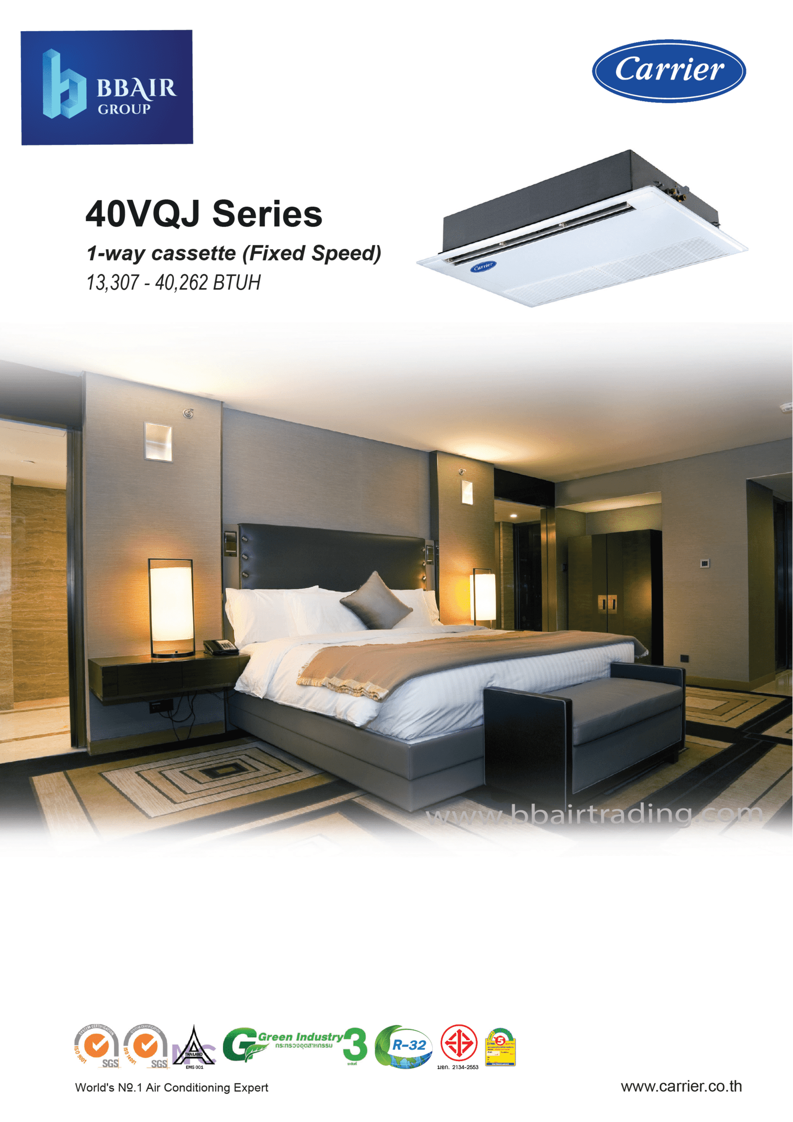 แอร์แคเรียร์ Carrier แบบ ONEWAY 1ทิศทาง ประหยัดไฟ เบอร์ 5 40VQJ SERIES ...